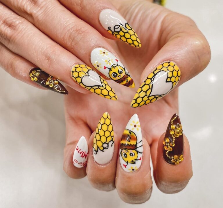 20 Bee Nail Designs You Can Try - Radiant Inspire Mom