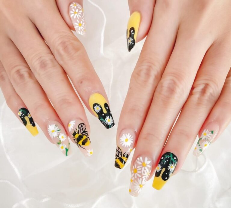 20 Bee Nail Designs You Can Try - Radiant Inspire Mom